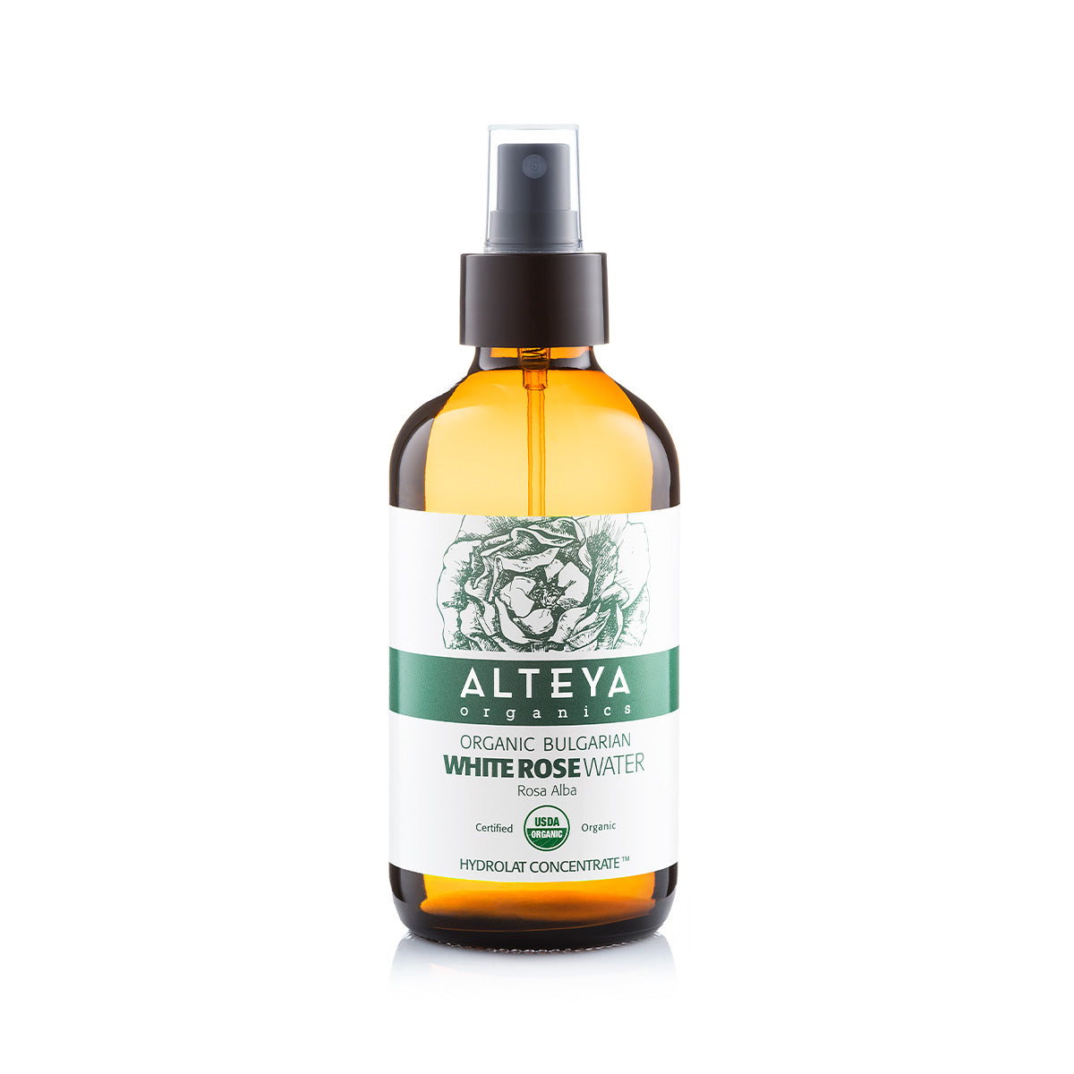 Organic Bulgarian White Rose Water (Rosa Alba) 240 ml - Amber Glass ...